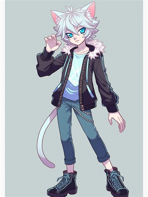 Cute Furry Anime Boy Character Art Sticker For Sale By Rmsgraphics Redbubble