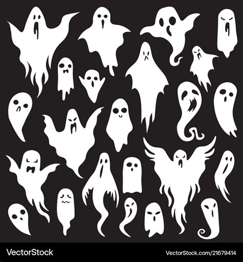 Halloween Ghosts Ghostly Monster With Boo Scary Vector Image