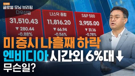 글로벌모닝브리핑 미 증시 경기 침체 이슈와 국채 금리 상승 확대 여파로 하락ㅣ2022 09 01목 Youtube