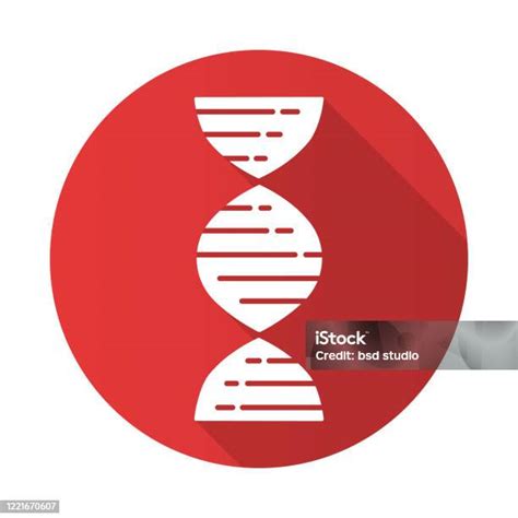 Dna 더블 나선 레드 플랫 디자인 긴 그림자 문 양 아이콘입니다 데옥시리보핵 핵산 염색체 분자 생물학 유전 코드 게놈 유전학