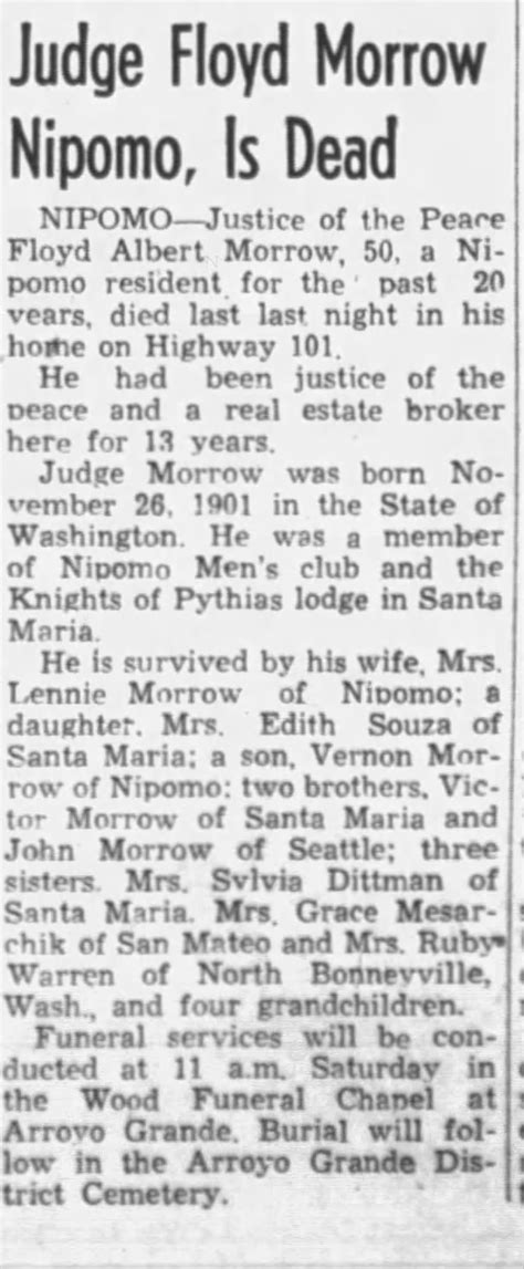 Obituary For Floyd Albert Morrow Aged 50 ™