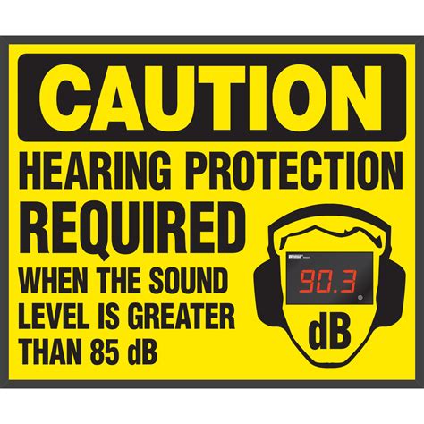 Decibel Status Sign Caution Hearing Protection Required When The Sound Level Is Greater Than
