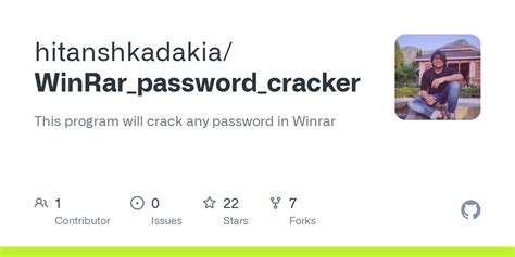 Github Hitanshkadakiawinrarpasswordcracker This Program Will Crack Any Password In Winrar