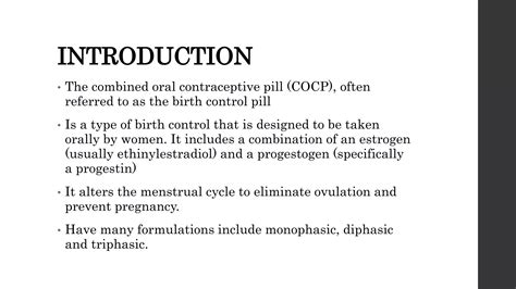 Combined Oral Contraceptive Pills Pptx