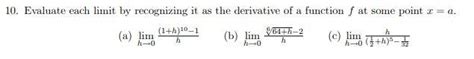 Solved 10 Evaluate Each Limit By Recognizing It As The