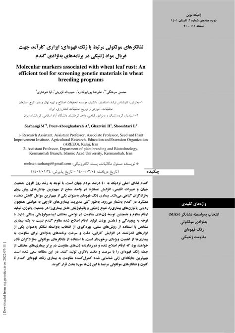 pdf molecular associated with wheat leaf rust an efficient tools for