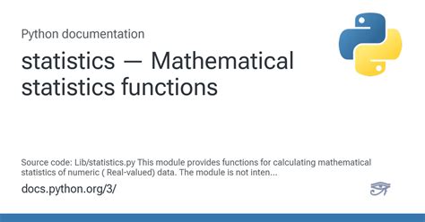 Statistics — Mathematical Statistics Functions — Python 3137 Documentation