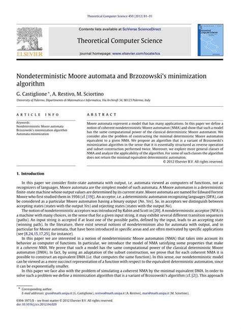 Pdf Nondeterministic Moore Automata And Brzozowskis Minimization Algorithm Dokumentips