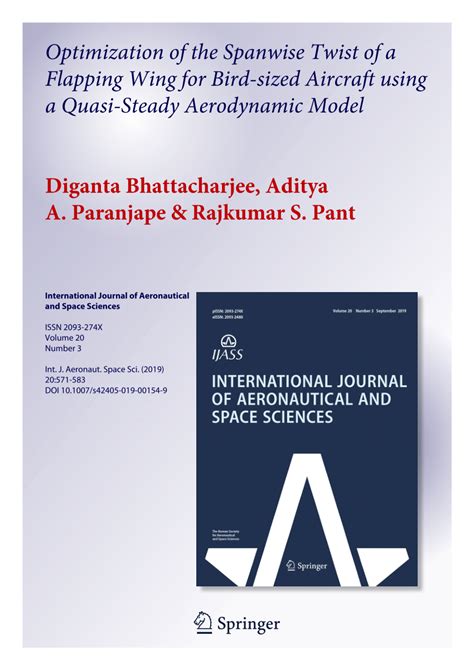 Pdf Optimization Of The Spanwise Twist Of A Flapping Wing For Bird Sized Aircraft Using A