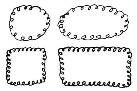 Premium Vector Vector Set 4 Curl Line Frame Hand Draw Sketch Black