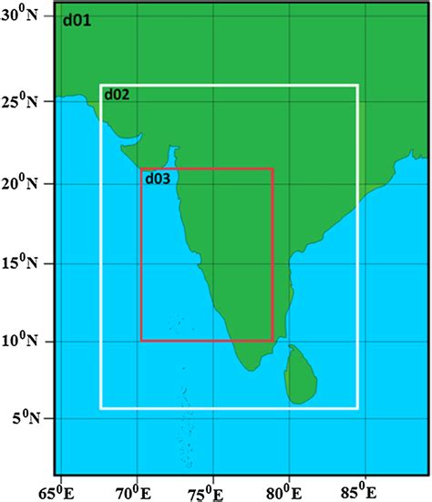 Configuration Of The Wrf Ucm Model Simulation Domains Domains For Download Scientific Diagram
