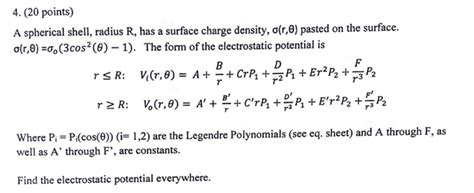 solved 4 20 points a spherical shell radius r has a
