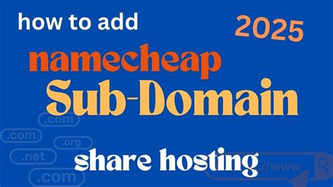 How To Create Subdomain In Namecheap Subdomain Add In Cpanel Hosting Youtube
