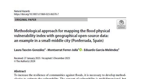 Methodological Approach For Mapping The Flood Physical Vulnerability Methodological Approach For Mapping The Flood Physical Vulnerability