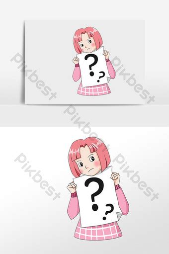 Batang Babae Na Nag Iisip Ng Cartoon Character Imahe Ng Png Psd