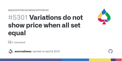 Variations Do Not Show Price When All Set Equal · Issue 5301 · Woocommercewoocommerce · Github