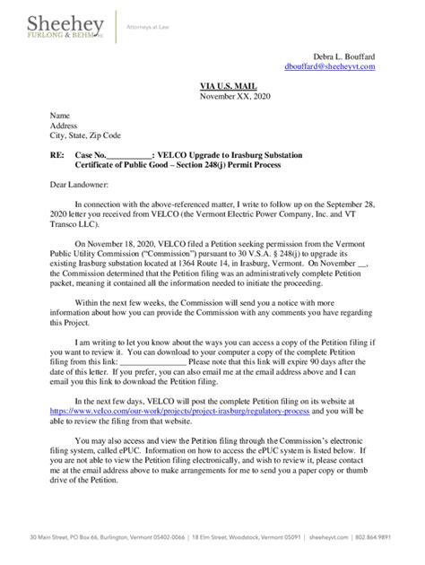 Fillable Online Debra L Bouffard Vermont Electric Power Company Fax