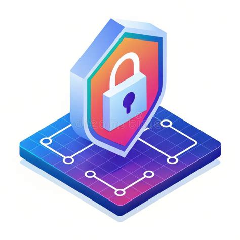 An Isometric Illustration Of A Digital Shield With A Lock Symbol Representing Cybersecurity