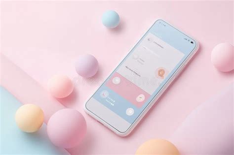 Stylized Smartphone Display With Pastel Colors And Social Media