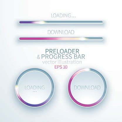 Icons Preloaders And Progress Bars For Loading Items Stock Clipart