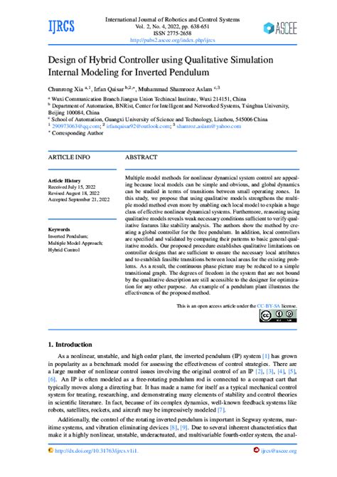 Pdf Design Of Hybrid Controller Using Qualitative Simulation Internal Modeling For Inverted