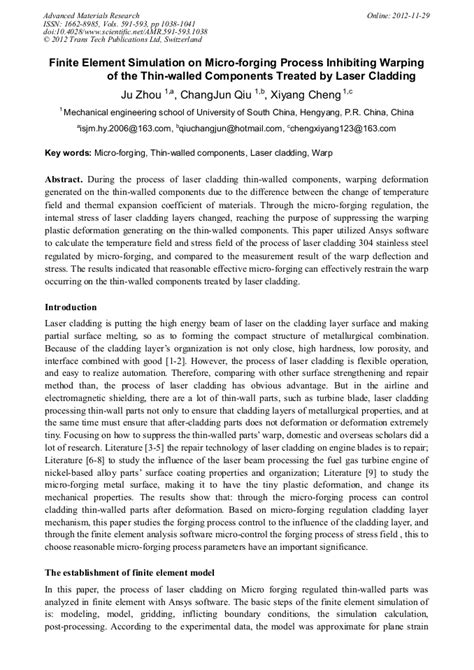 Finite Element Simulation On Micro Forging Process Inhibiting Warping Of The Thin Walled