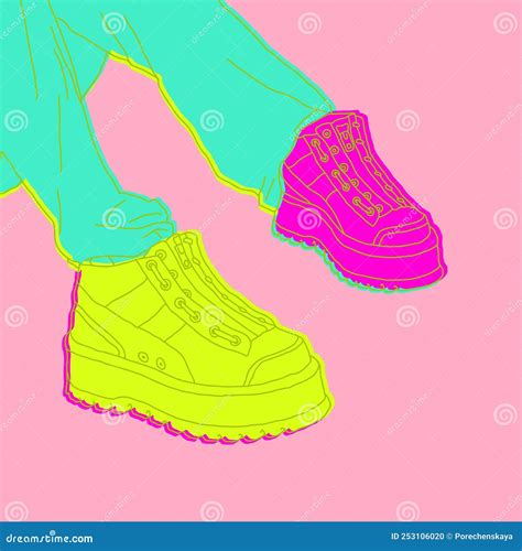 Ilustração Mínima Da Moda Pernas De Menina Em Sapatos Estilosos