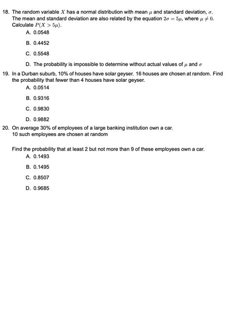 Solved 18 The Random Variable X Has A Normal Distribution