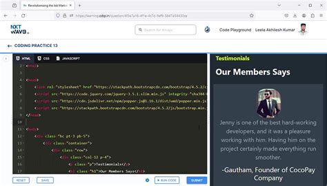 Video Built A Portfolio Website Testimonials Section Potnuru Leela