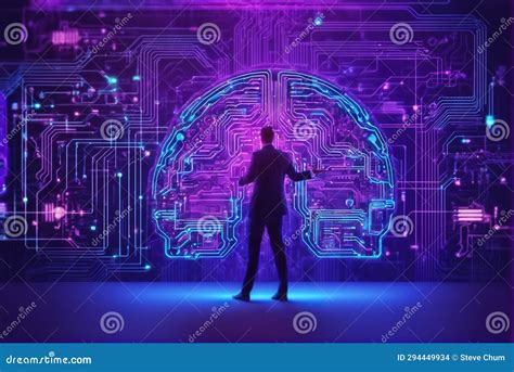 Flat Illustration Of Human Brain Composed Of Abstract Pcb Circuit Board