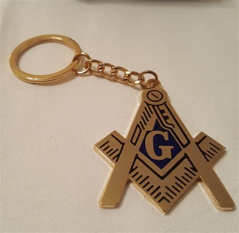 Metallic Gold Square And Compasses Key Ring The Crafty Freemason
