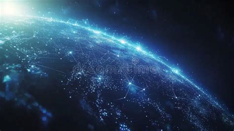 Globe Network Connectivity Concept Glowing Data Transfer On Earth Cyber Technology Illustration
