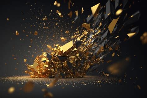 Premium Ai Image A Gold Explosion In A Black Background