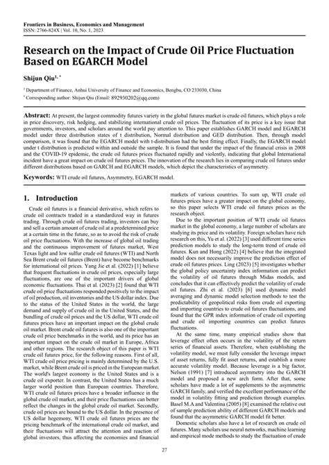 Pdf Research On The Impact Of Crude Oil Price Fluctuation Based On