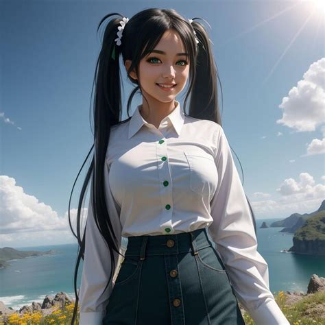 Hermosa Chica Sonriente Con El Pelo Largo Y Negro Y Recto Con Camisa Blanca Foto Premium