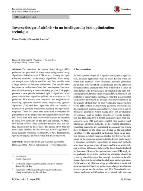 pdf inverse design of airfoils via an intelligent hybrid optimization technique