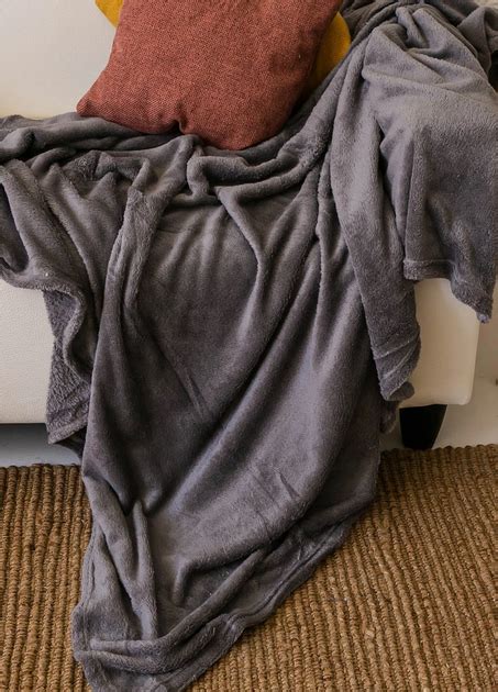 Плед покрывало одеяло травка из микрофибры двуспальный 180х200 см 473640 Prob Серый фото