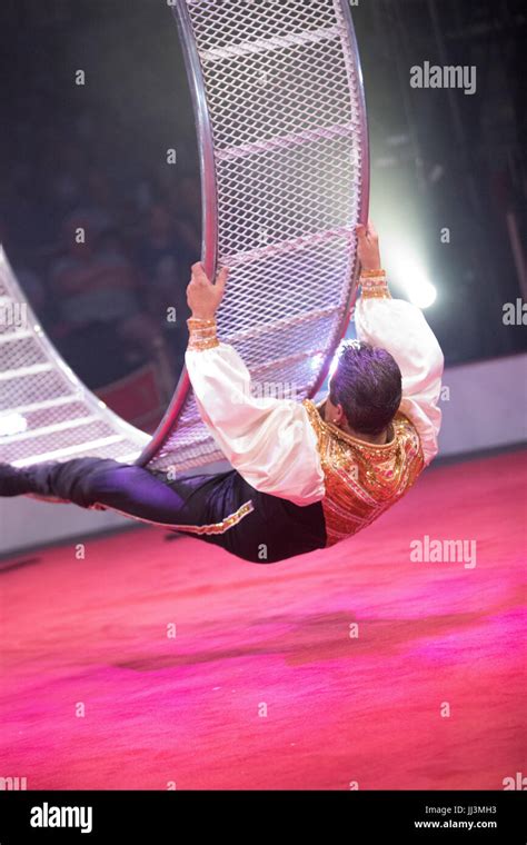 Joseph Dominic Bauer Demonstrates His Acrobatic Skills On The Wheel Of Death At The
