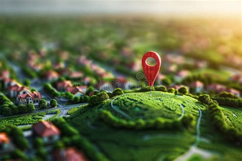 3d location pin on green land plot for estate investment and