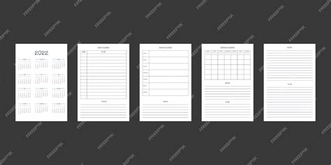 Календарь на 2022 год и ежедневный еженедельный ежемесячный шаблон дневника личного планировщика