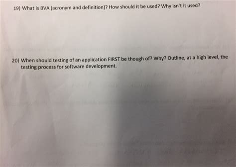 Solved What Is BVA Acronym And Definition How Should It Chegg Com