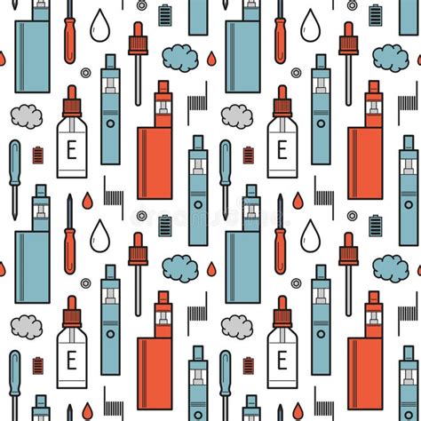 Vector Seamless Pattern Of Vape And Accessories Stock Vector Illustration Of Accessories