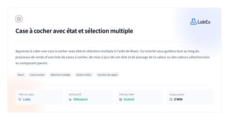 Créer Une Case à Cocher Avec état Et Sélection Multiple Tutoriel React Labex