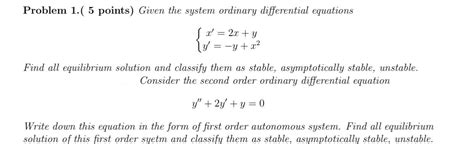 Solved Problem 1 5 Points Given The System Ordinary