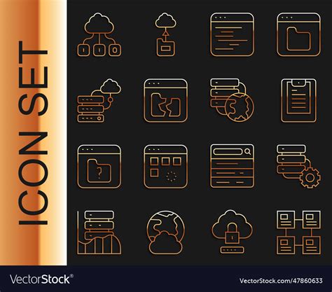 Set Line Hierarchy Organogram Chart Server Vector Image