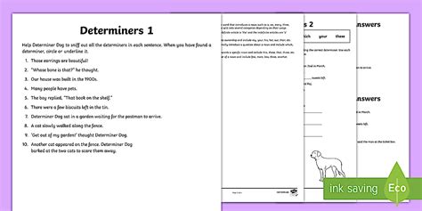 Determiners Worksheet Worksheet Twinkl