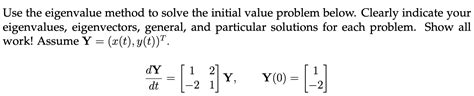 Solved Use The Eigenvalue Method To Solve The Initial Value