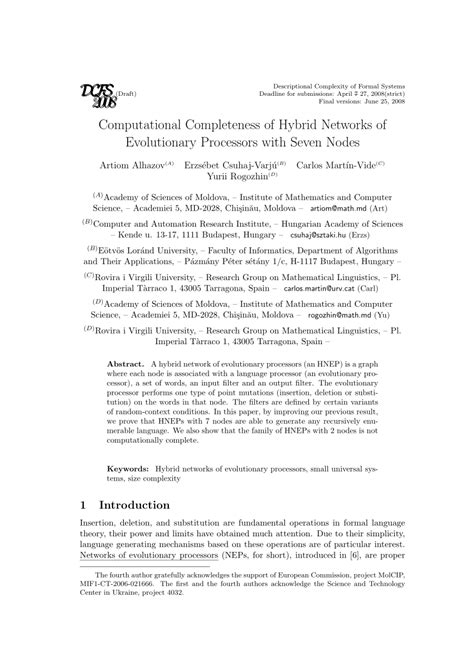 Pdf Computational Completeness Of Hybrid Networks Of Evolutionary