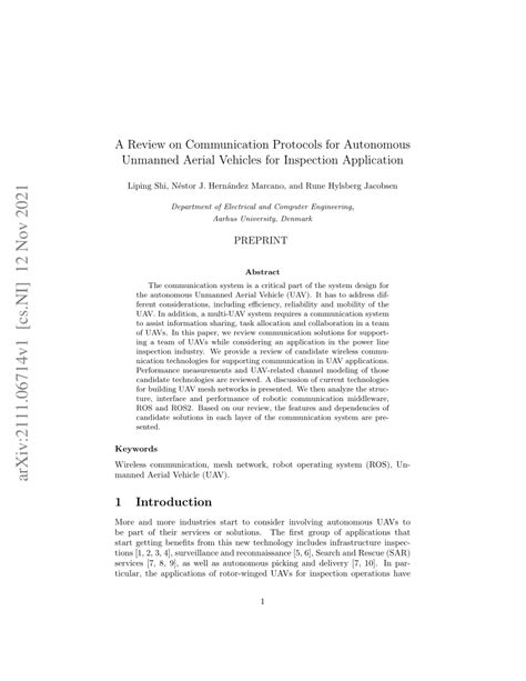 Pdf A Review On Communication Protocols For Autonomous Unmanned Aerial Vehicles For Inspection