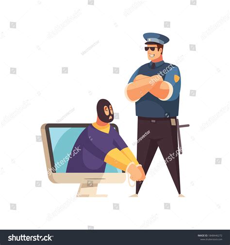 Hacker Composition Human Characters Police Officer Stock Vector Royalty Free 1848446272